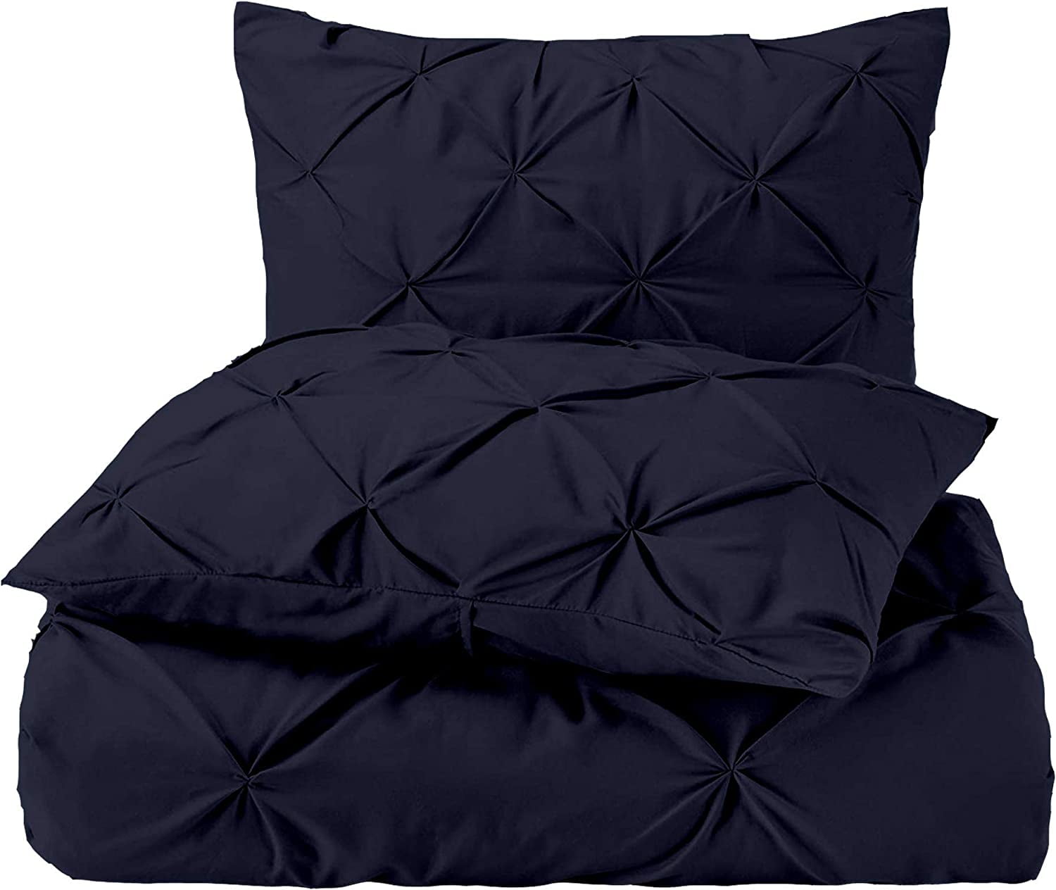 Pinch Pleated Duvet Cover Set - 3 Piece Set with Zipper, 100% Egyptian ...