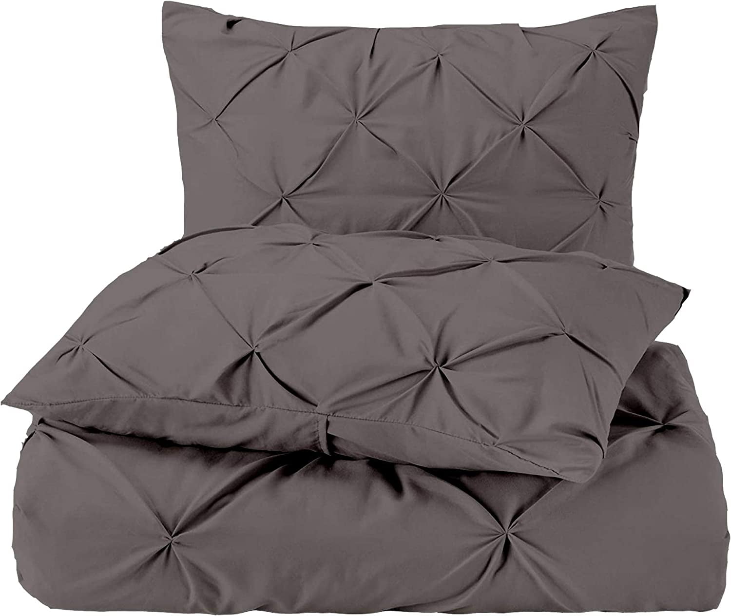 Pinch Pleated Duvet Cover Set - 5 Piece Set with Zipper, 100% Egyptian ...
