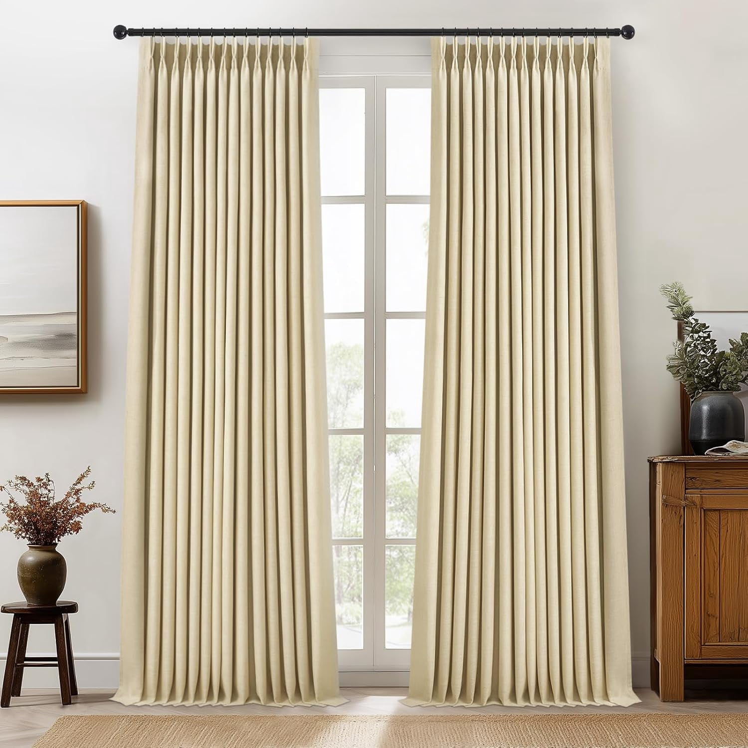 Pinch Pleated Full Blackout Curtains 84 Inch for Bedroom Living Room ...