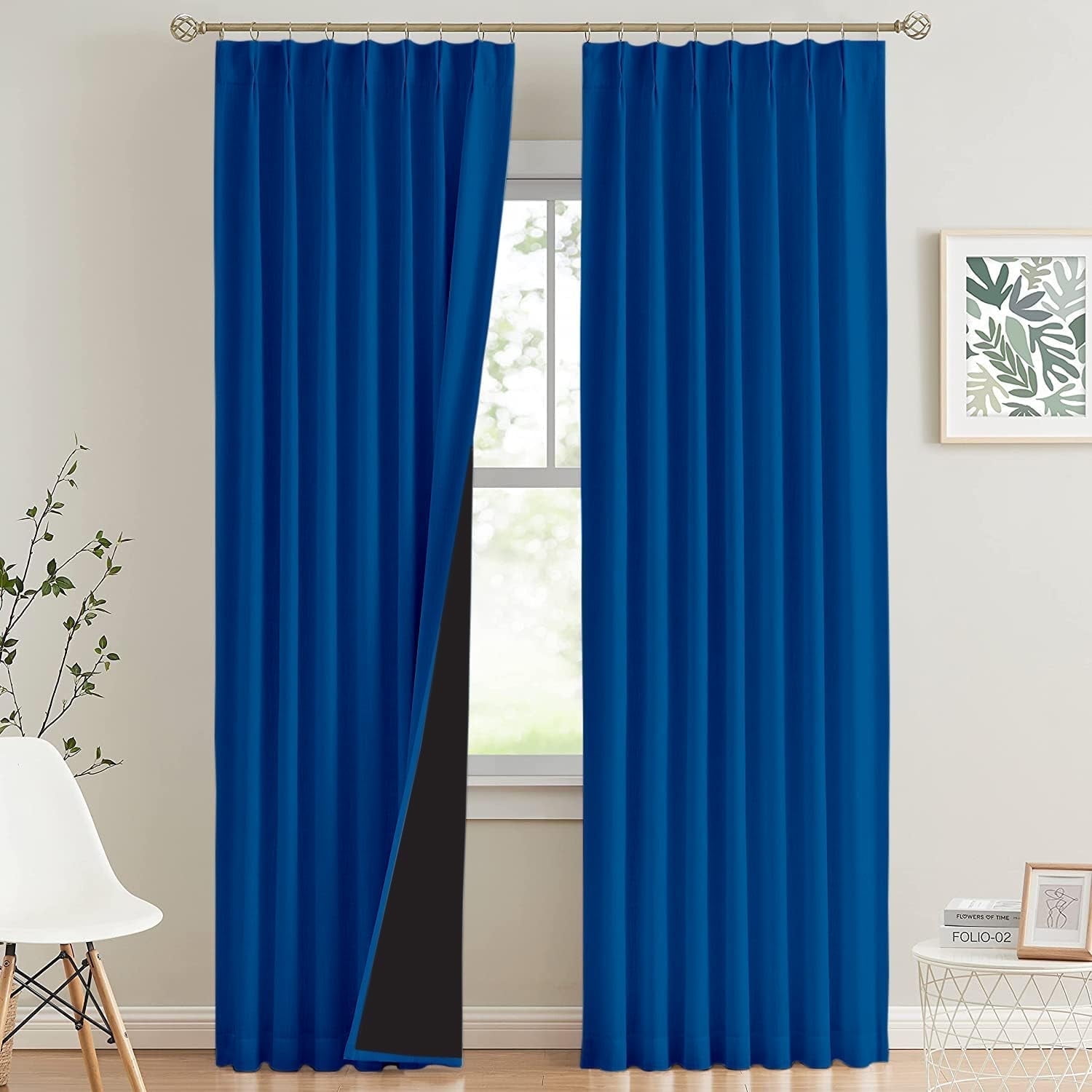 Pinch Pleated Insulated Curtains Room Darkening 100% Blackout Drapes ...