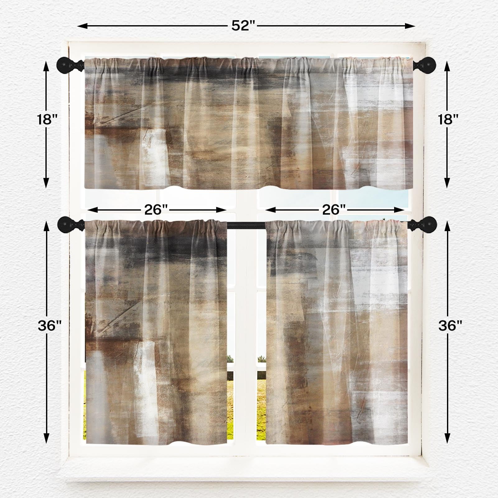 Pinch Pleated Linen Kitchen Curtains 24 Inch Length 2 Panel Set, Modern ...