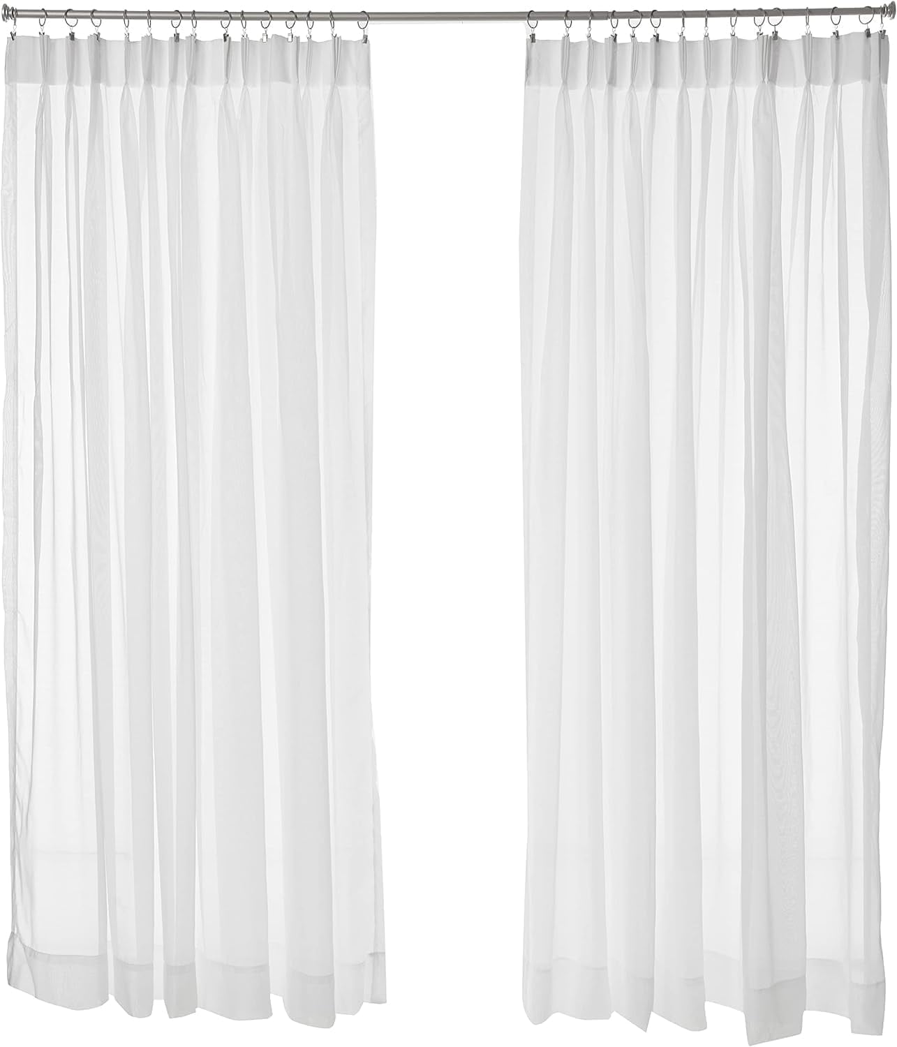 Pinch Pleated Sheer Drapery Pairs, White, 144" Wide x 84" Long ...