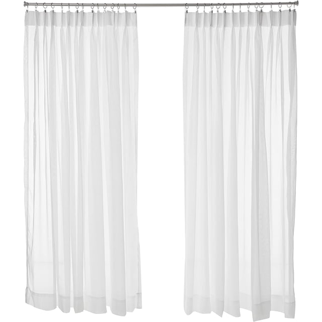 Pinch Pleated Sheer Drapery Pairs, White, 144" Wide x 84" Long ...