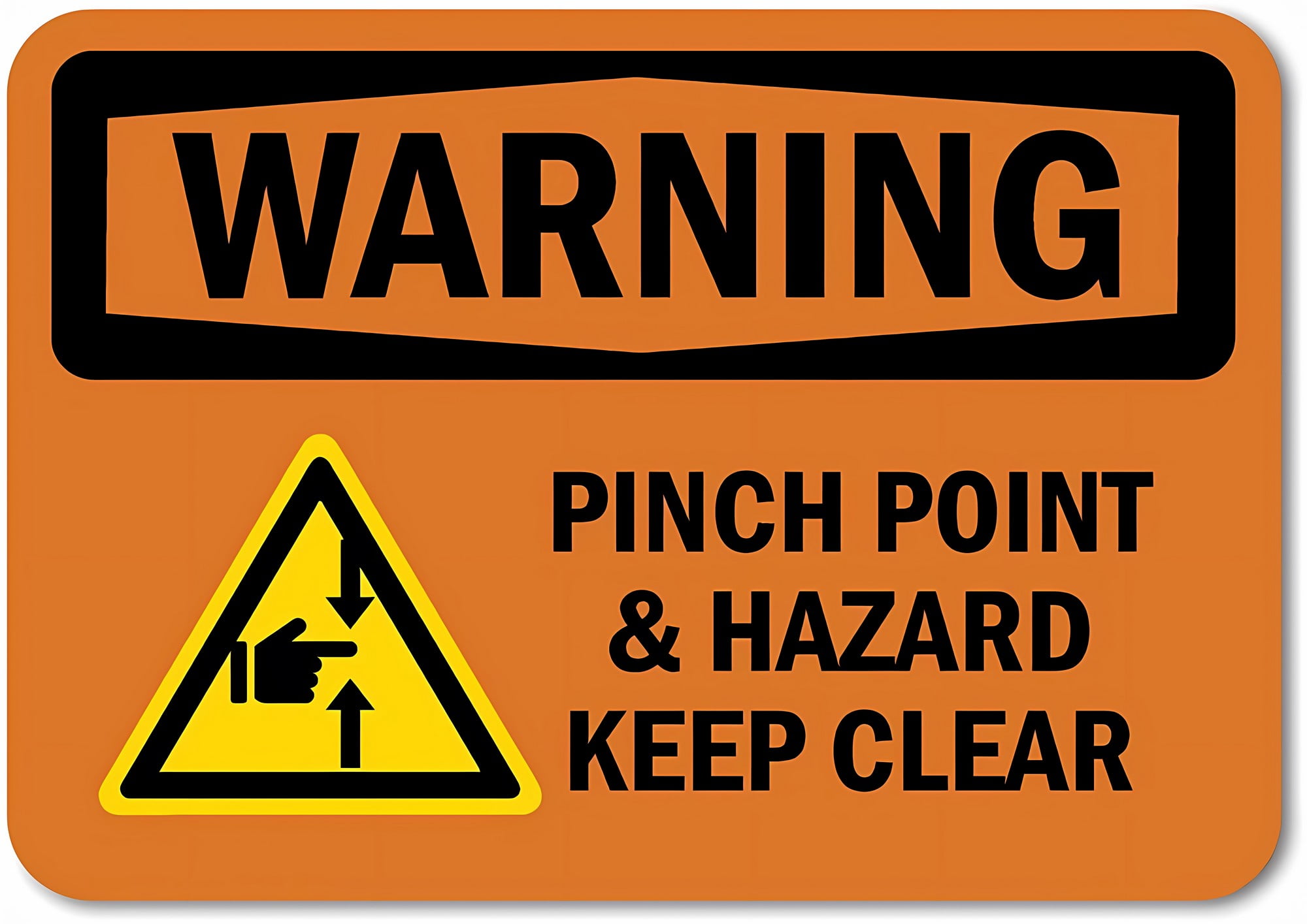 Pinch Point Hazard Keep Clear Warning Sign - 8"x12" Durable Tin Wall ...