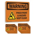 Pinch Point Hazard Keep Clear With Symbol OSHA WARNING Rigid Plastic ...
