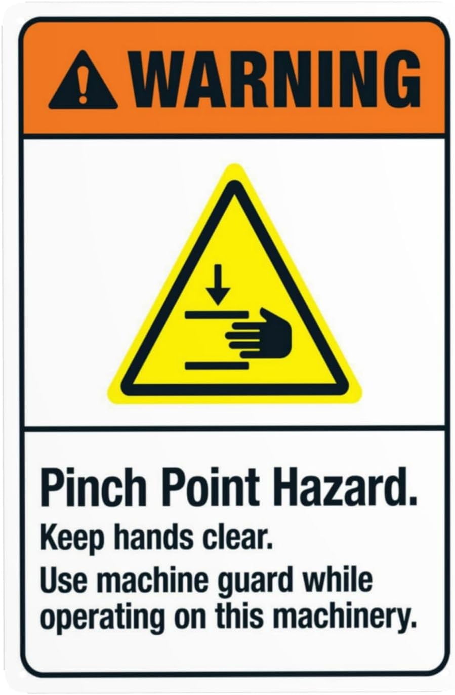 Pinch Point Hazard Keep Hands Clear Warning Sign, Security Safety Metal ...
