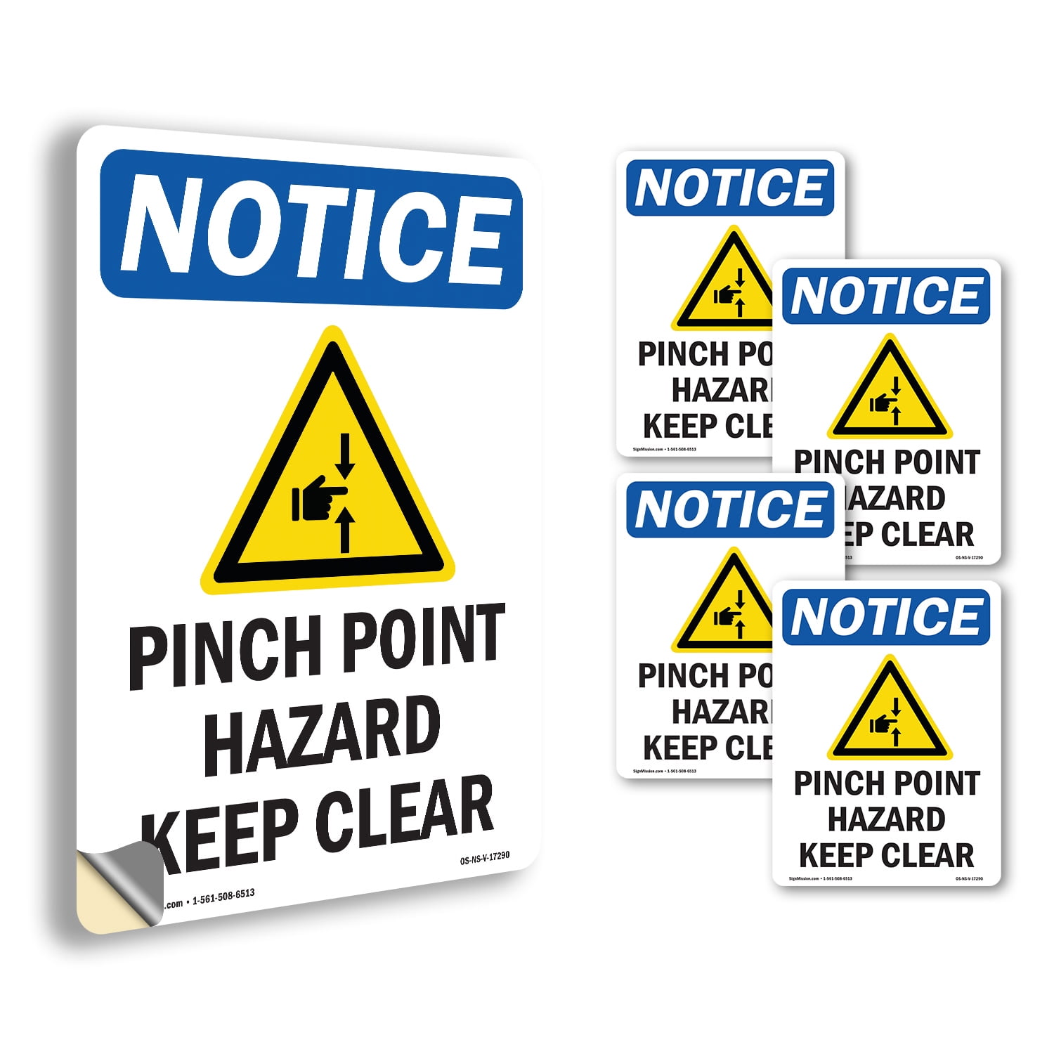 Pinch Point Hazard With Symbol OSHA Notice Vinyl Decal Label 18 Inch x ...