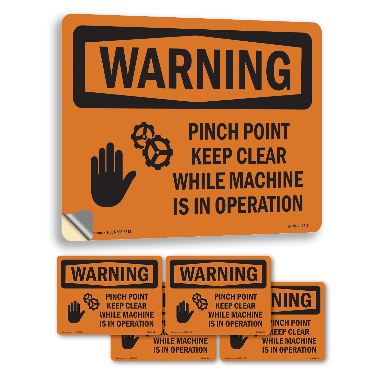 Pinch Point Keep Clear While With Symbol OSHA WARNING Vinyl Decal Label ...