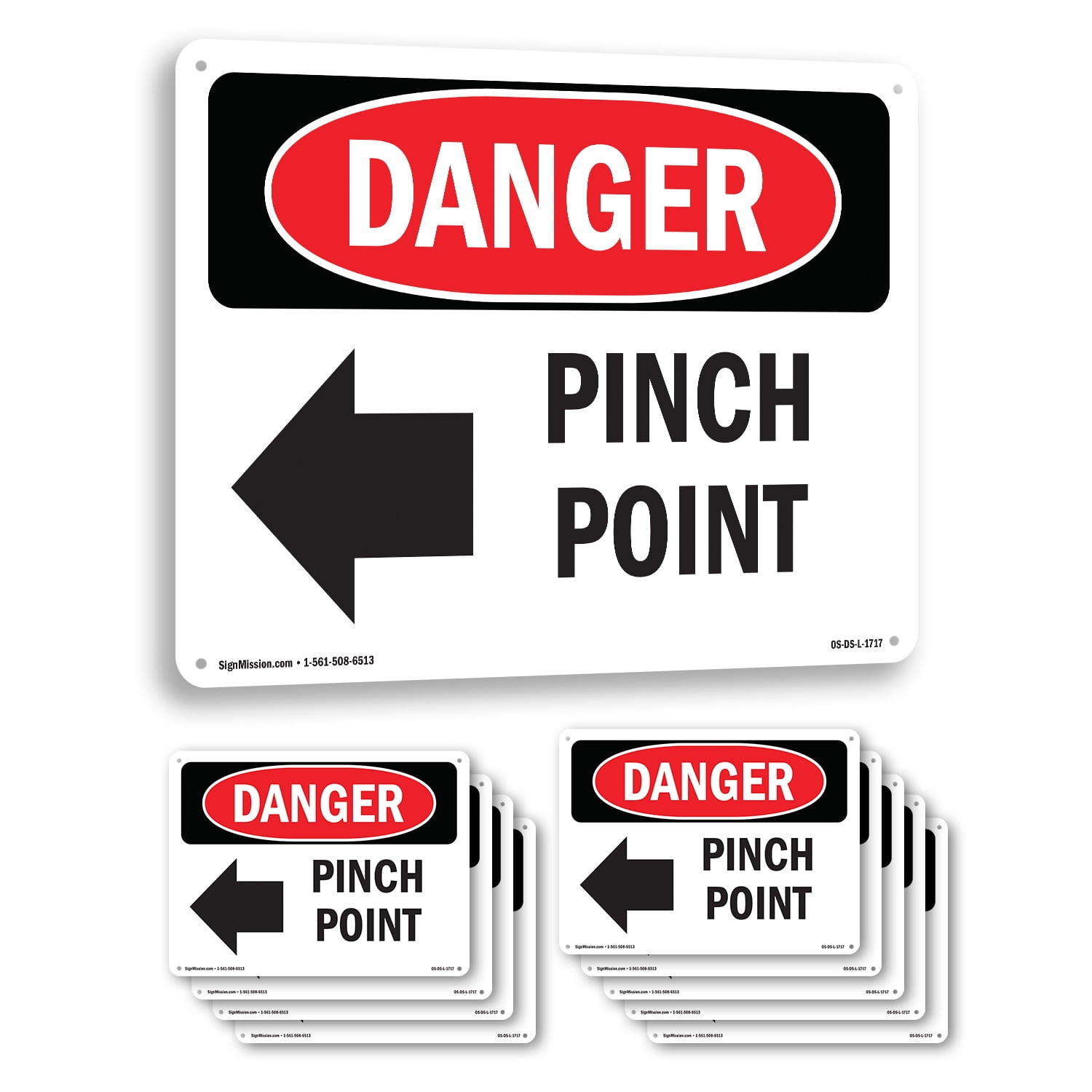 Pinch Point OSHA Danger Aluminum Sign 24 Inch x 18 Inch - 10 Pack ...
