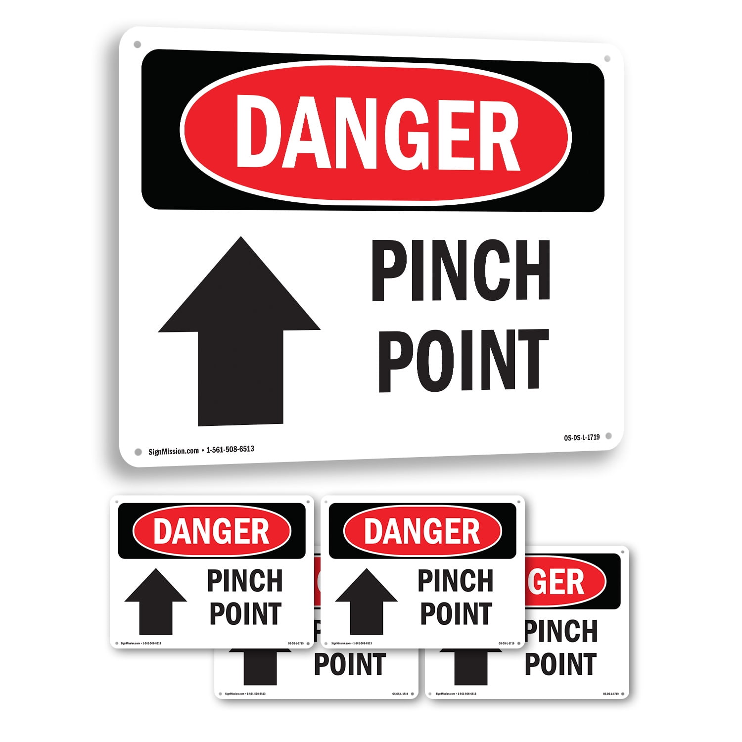 Pinch Point OSHA Danger Rigid Plastic Sign 10 Inch x 7 Inch - 5 Pack ...
