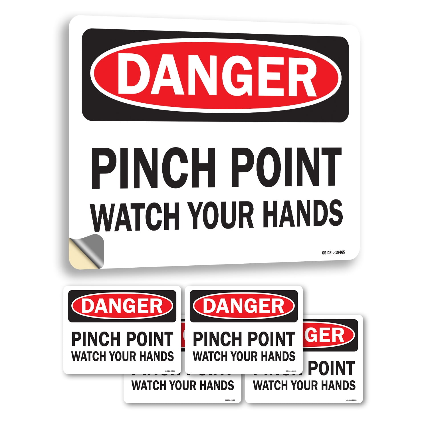 Pinch Point Watch Your Hands OSHA Danger Vinyl Decal Label 24 Inch x 18 ...