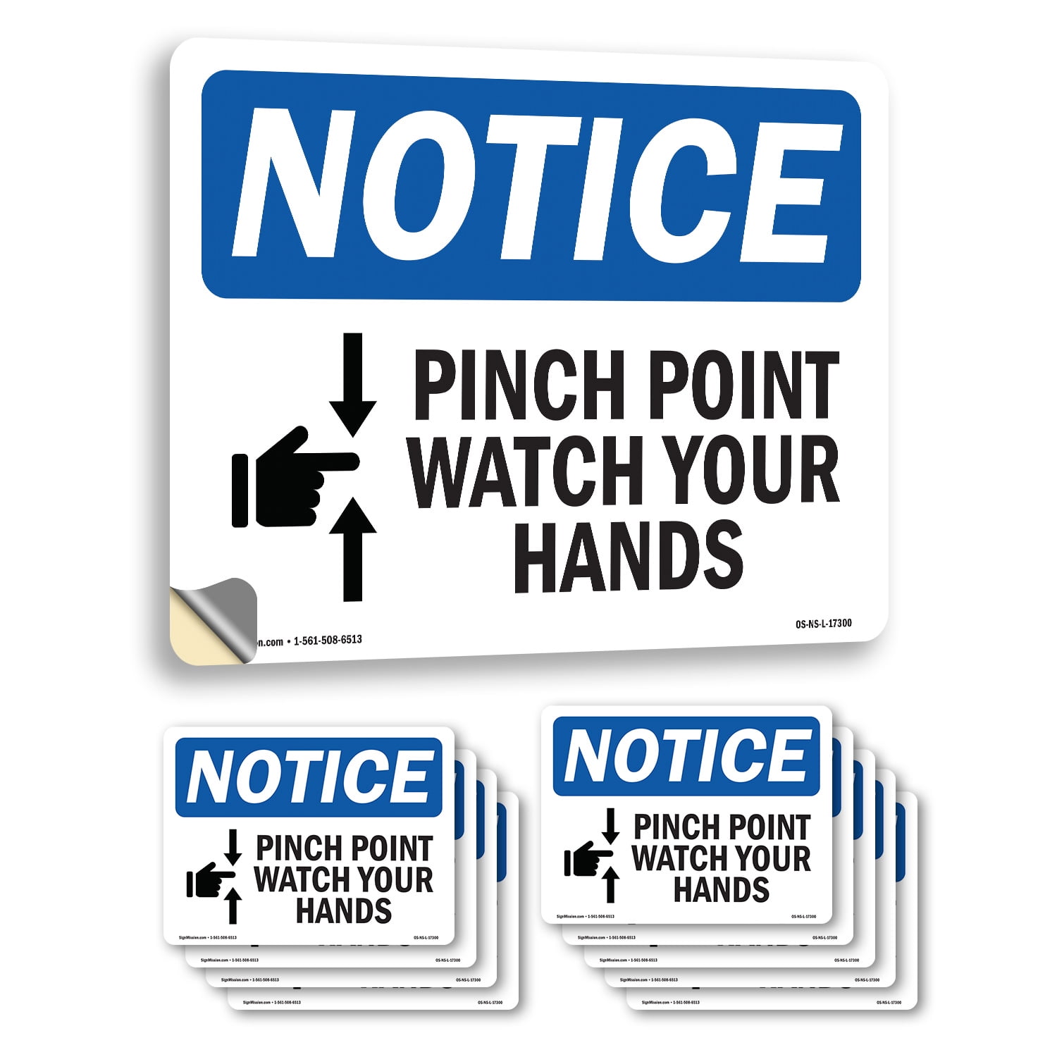 Pinch Point Watch Your Hands With Symbol OSHA Notice Vinyl Decal Label ...