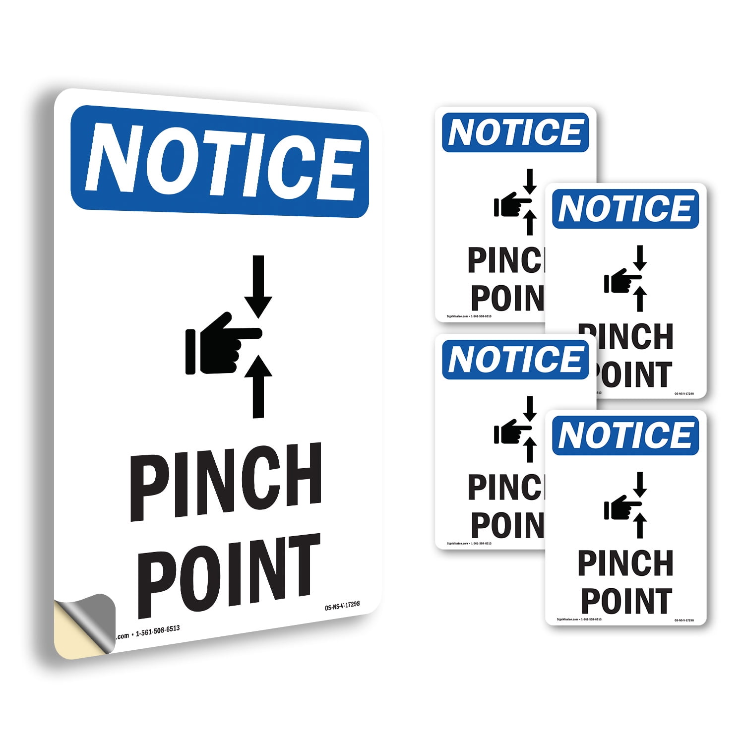 Pinch Point With Symbol OSHA Notice Vinyl Decal Label 7 Inch x 5 Inch ...