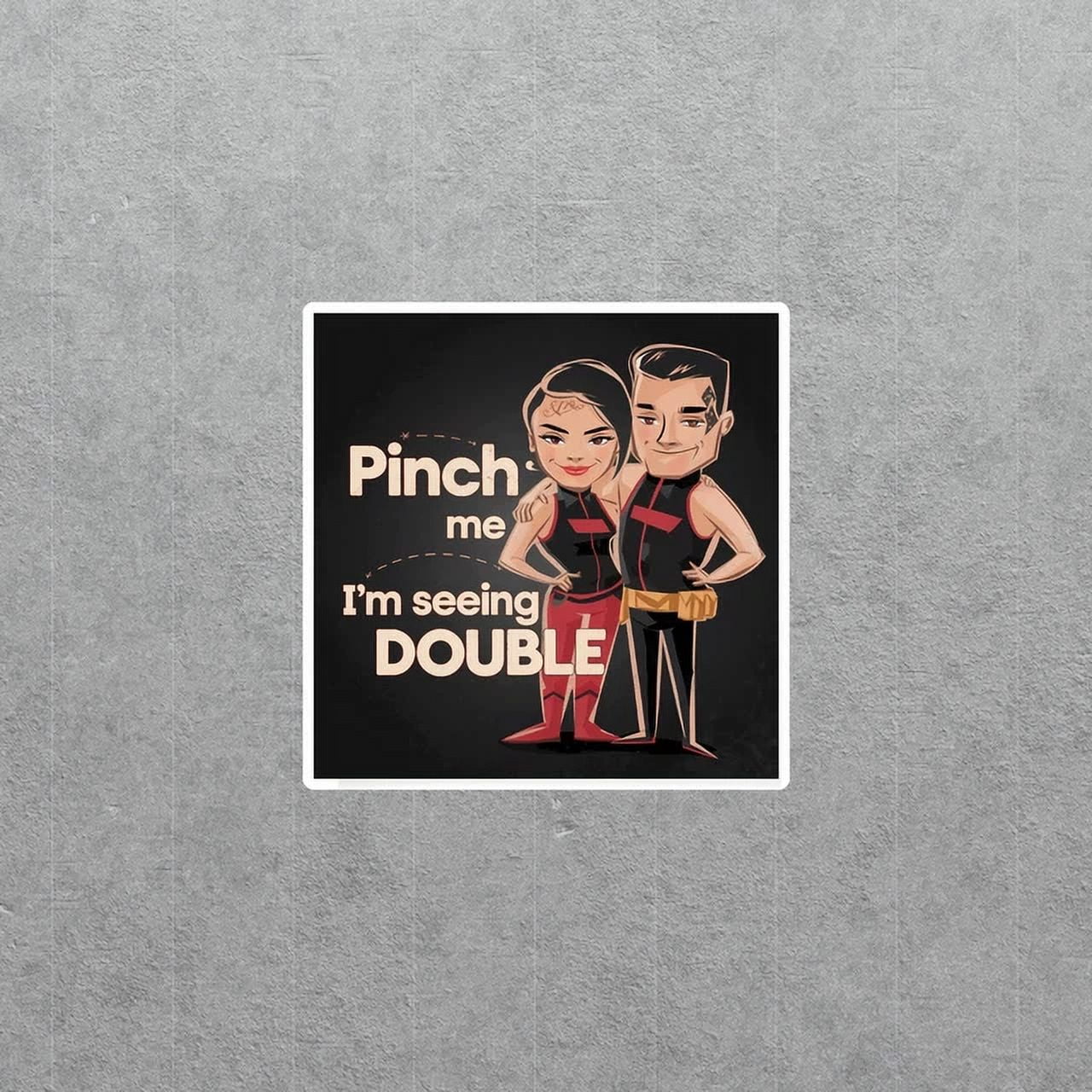 Pinch Me I'M Seeing Double Couple Sticker Decal Cartoon Artphone Decal ...