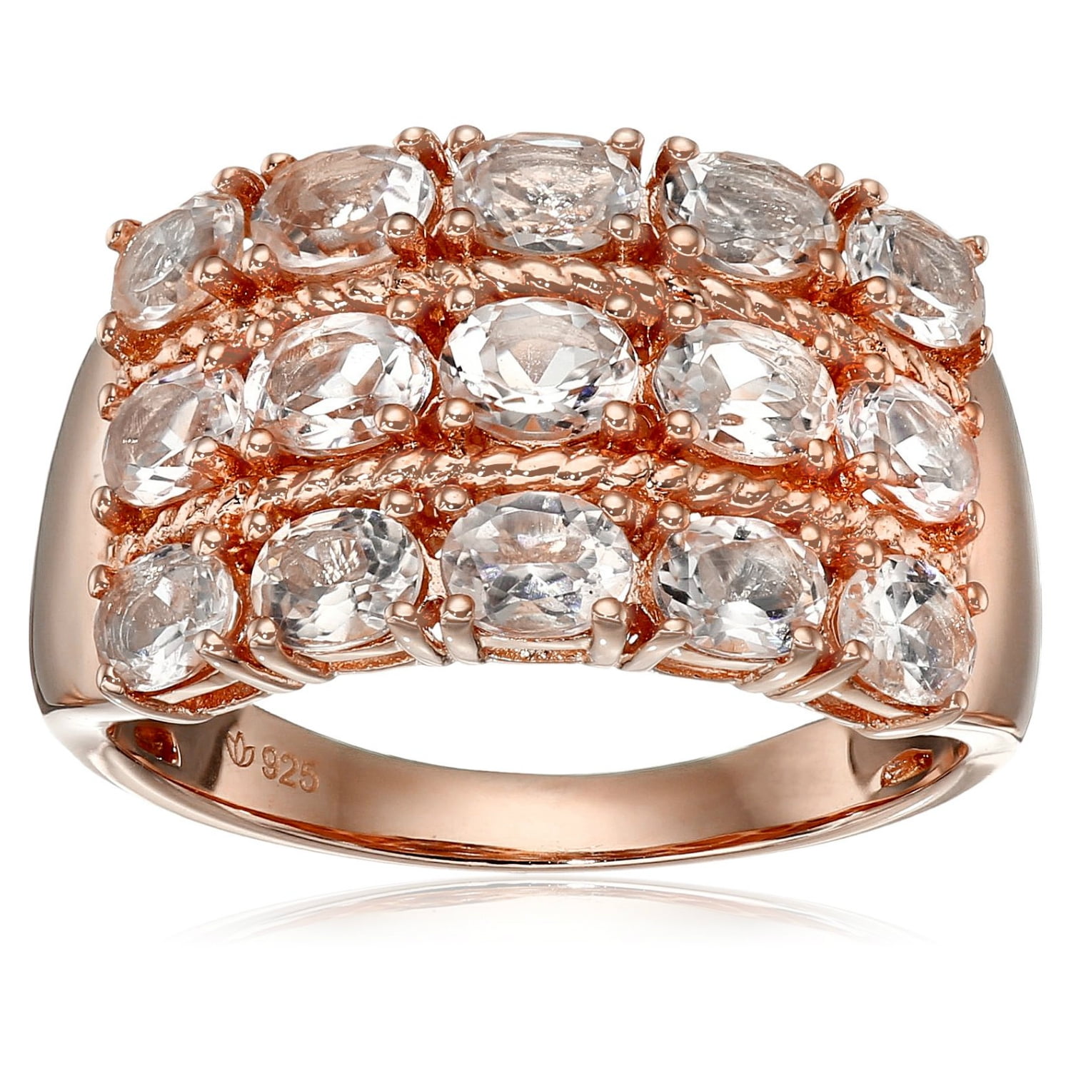 Pinctore Rose Gold-Plated Silver Morganite Oval Wide Band Ring ...
