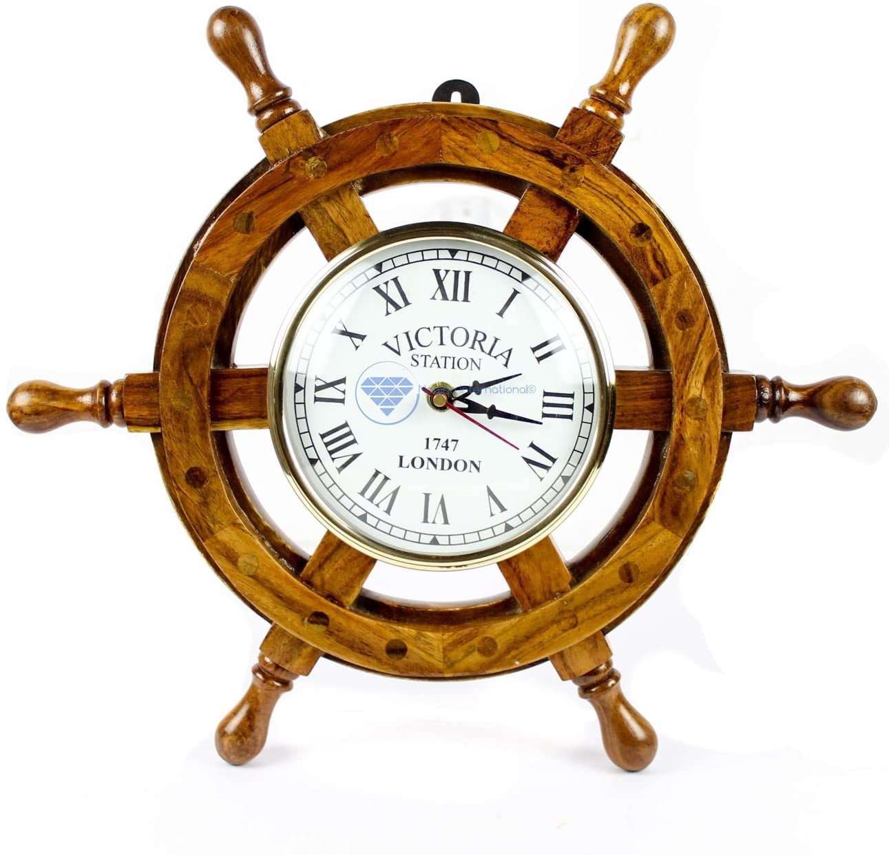 Pindia Fancy Vintage Ship Stering Wheel Shaped Wooden Wall Clock ...