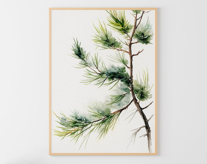 Pine Branch Poster: Greenery Woodland Wall Art, Unframed Poster Size ...