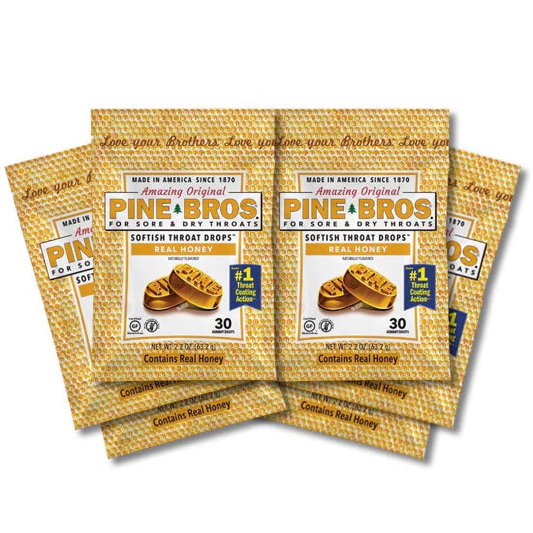 Pine Bros. Throat Drops, Real Honey, Softish Texture, 30 Count, Pack of ...