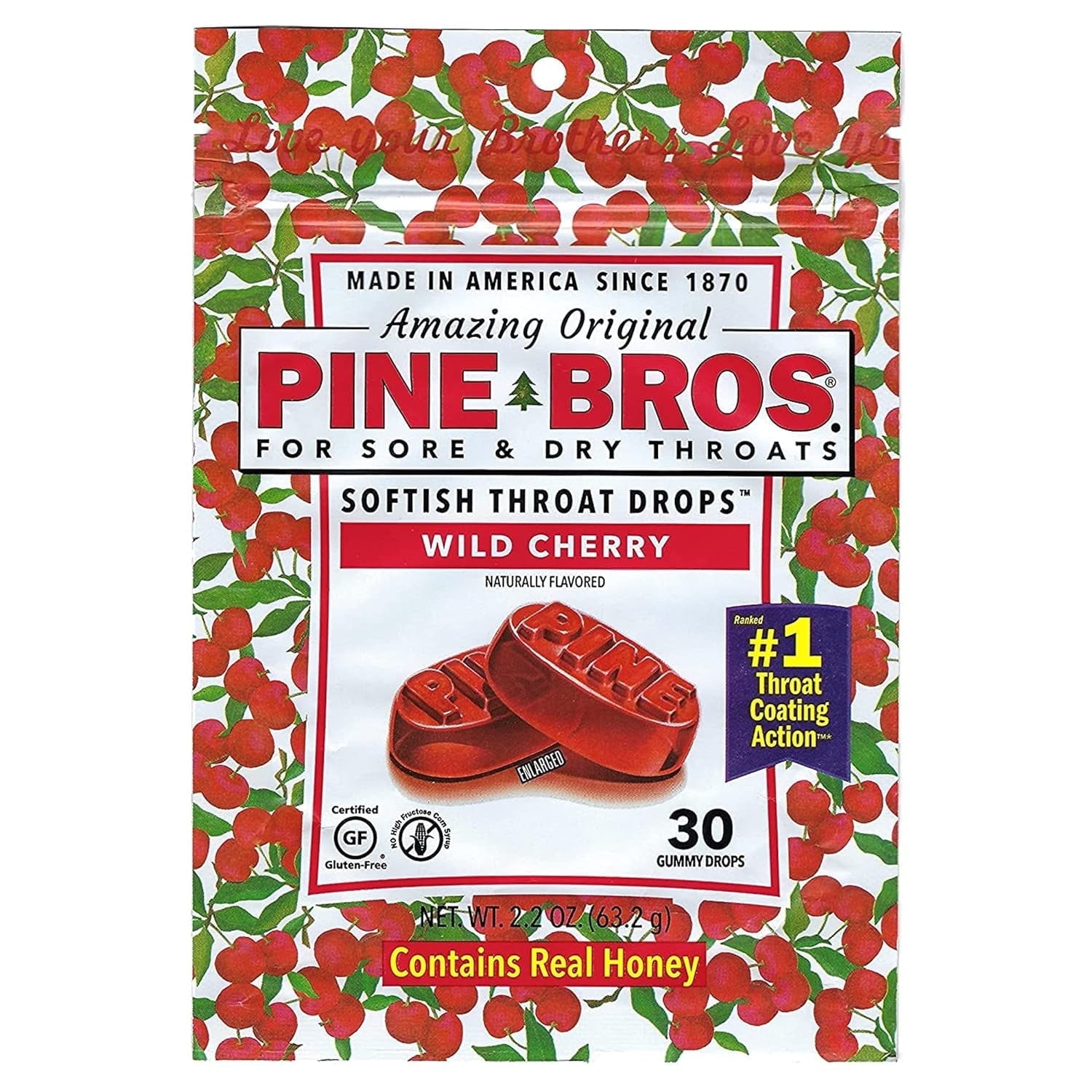 Pine Bros Softish Throat Drops Value Size Wild Cherry Single Bag 30 ct - Walmart.com
