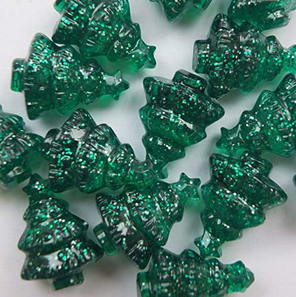Pine Christmas Tree Pony Beads Green Glitter Sparkle Large Hole Made n ...
