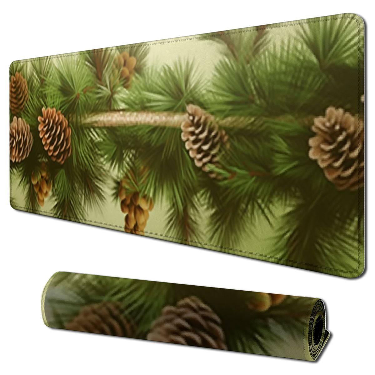 Pine Cone Border Prints Large Office Gaming Mouse Pad Strong Adhesion And Durability Precision