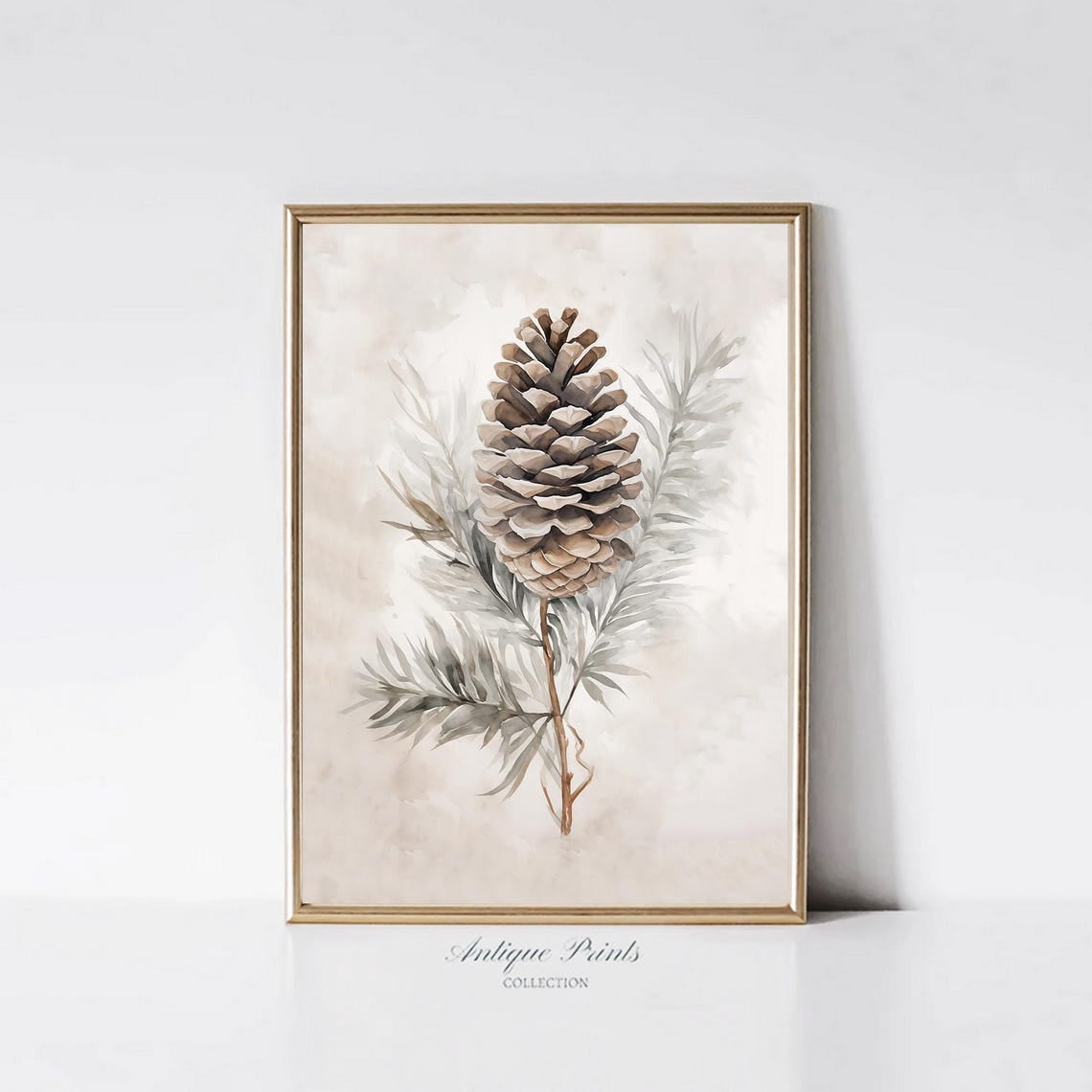 Pine Cone Branch Sketch, Botanical, Winter Farmhouse, Pine Cone Print ...