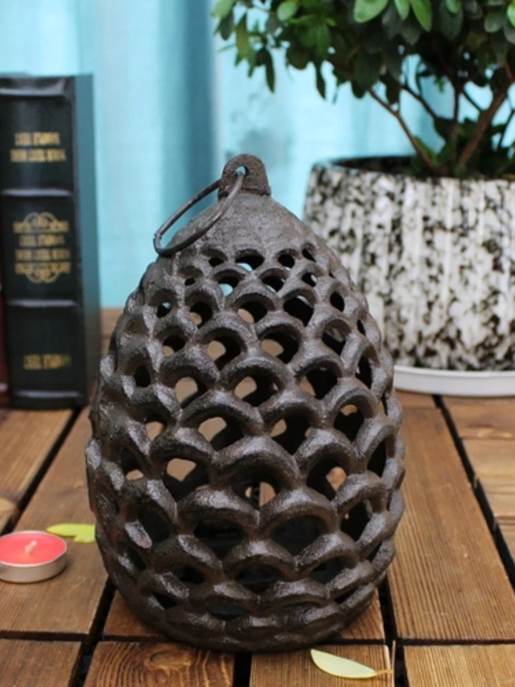 Pine Cone Candle Holder Wrought Iron Hanging Lamp Retro Aroma Diffuser ...
