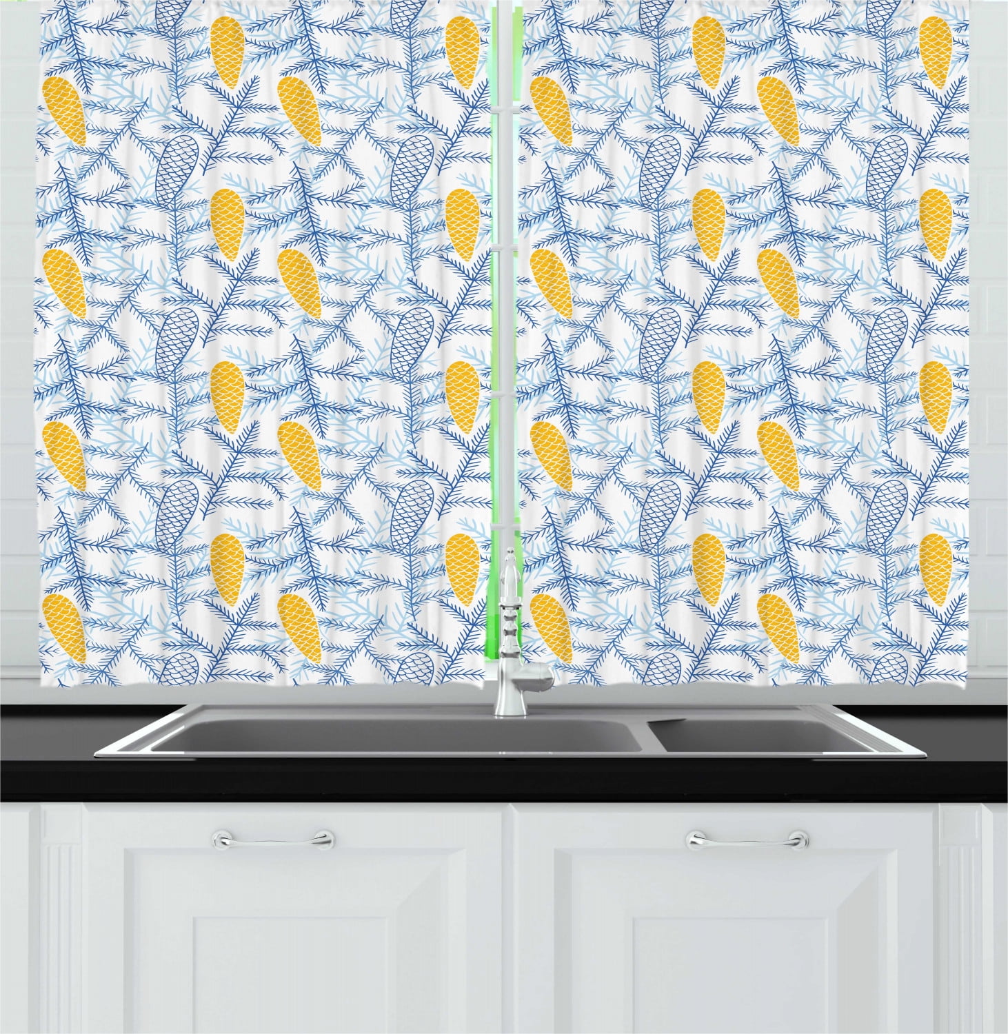 Pine Cone Curtains 2 Panels Set, Conifer Branches Autumn Fall Season ...