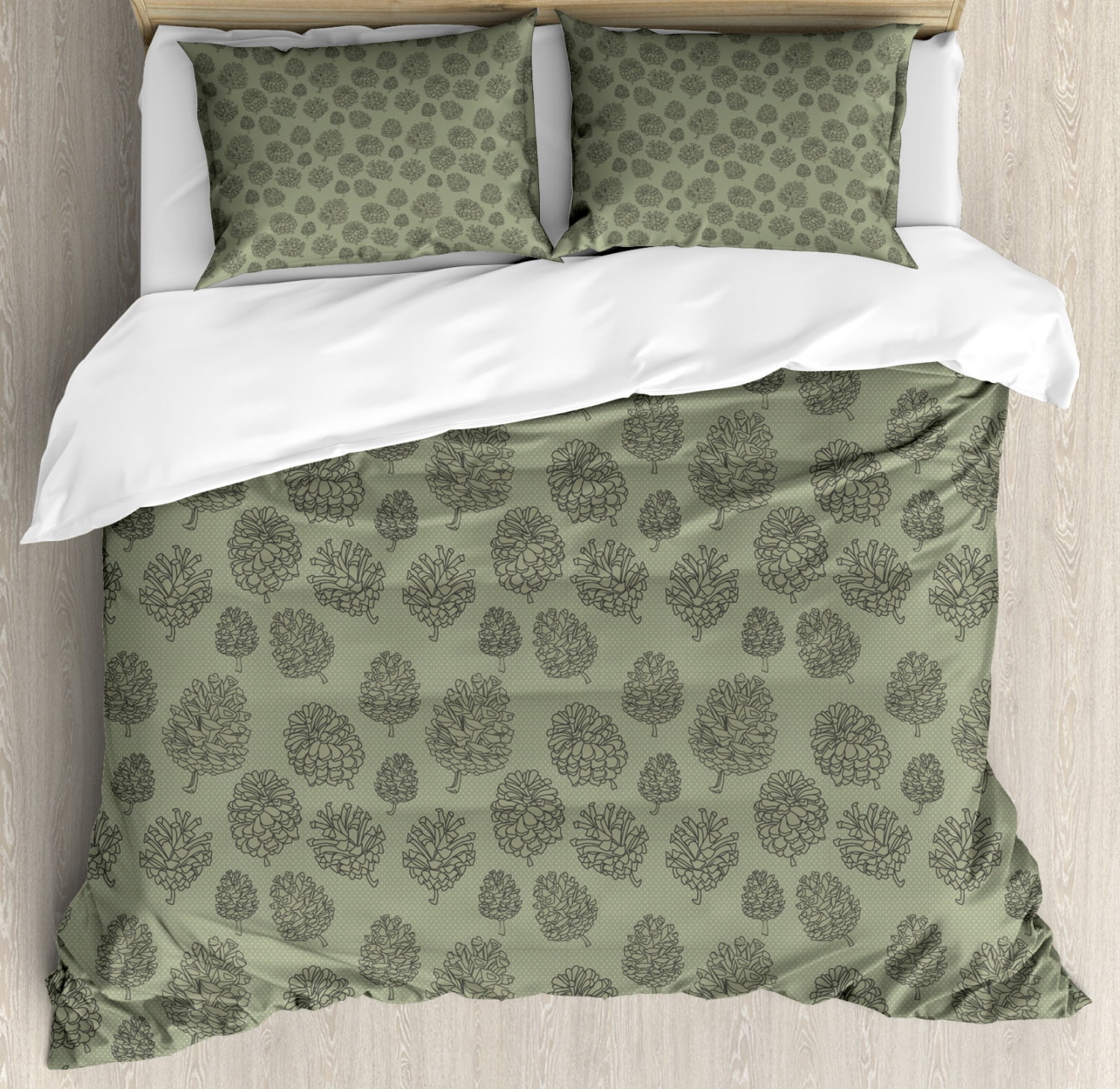 Pine Cone Duvet Cover Set Queen Size, Plants Woodland Conifer Organic ...