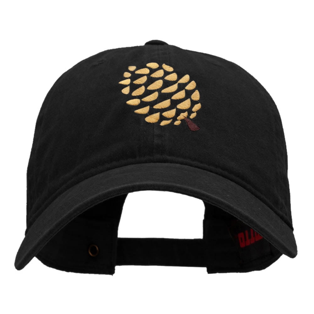 Pine Cone Embroidered Washed Solid Pigment Dyed Cotton Twill Brass ...