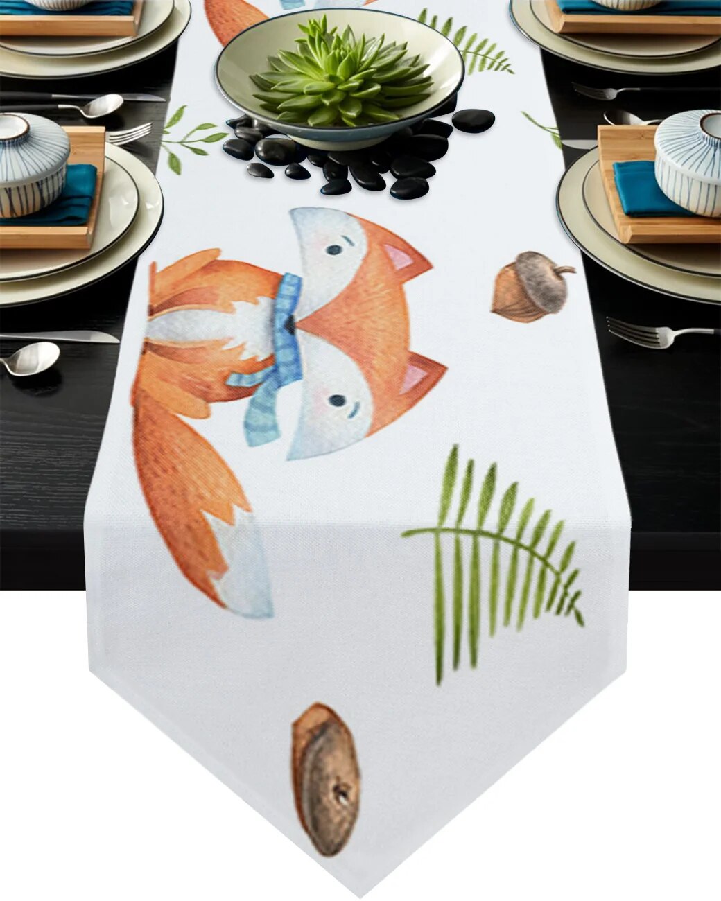 Pine Cone Merry Christams Printed Table Runner Christmas Decorations ...