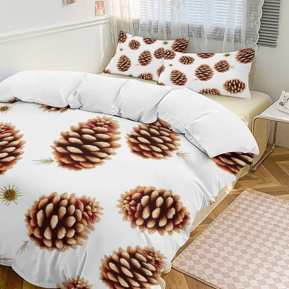 Pine Cone Pattern Bed Sheet Set Comforter Sets Themed Bedding Quilted ...