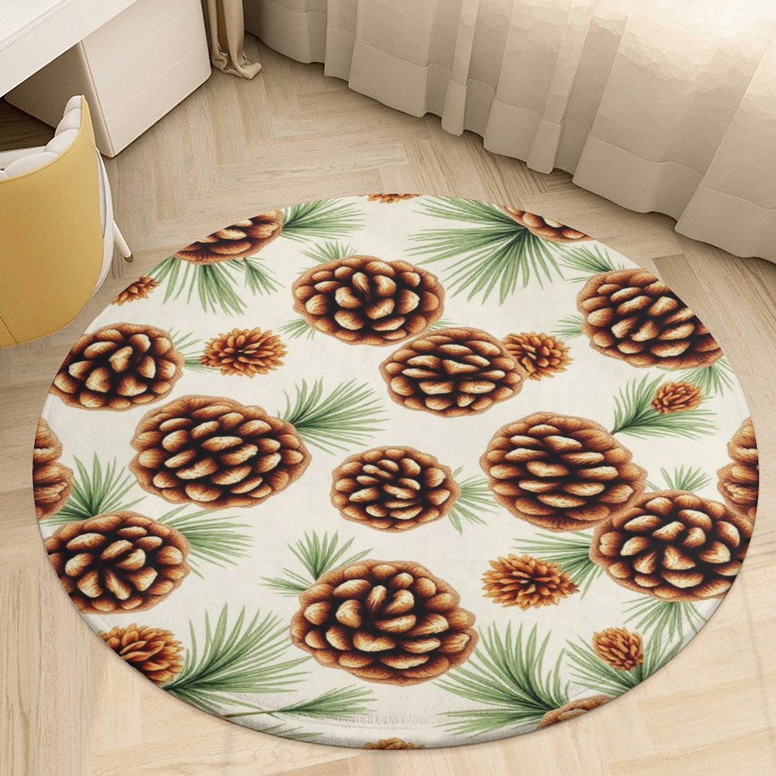 Pine Cone Pattern Round Carpets Modern Living Room Ration Rugs Large ...