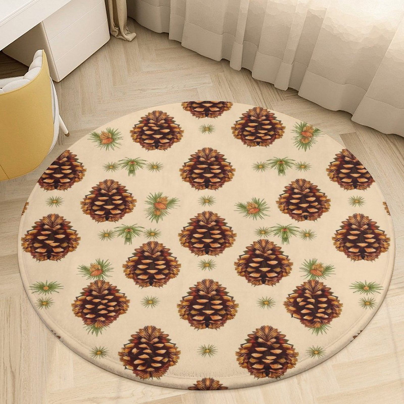 Pine Cone Pattern Round Carpets Modern Living Room Ration Rugs Large ...