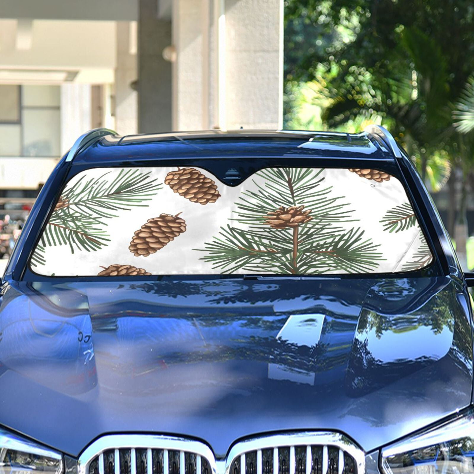 Pine Cone Trees Automotive Front Car Windshield Sun Shade Reflector Foldable for Front Fit for ...