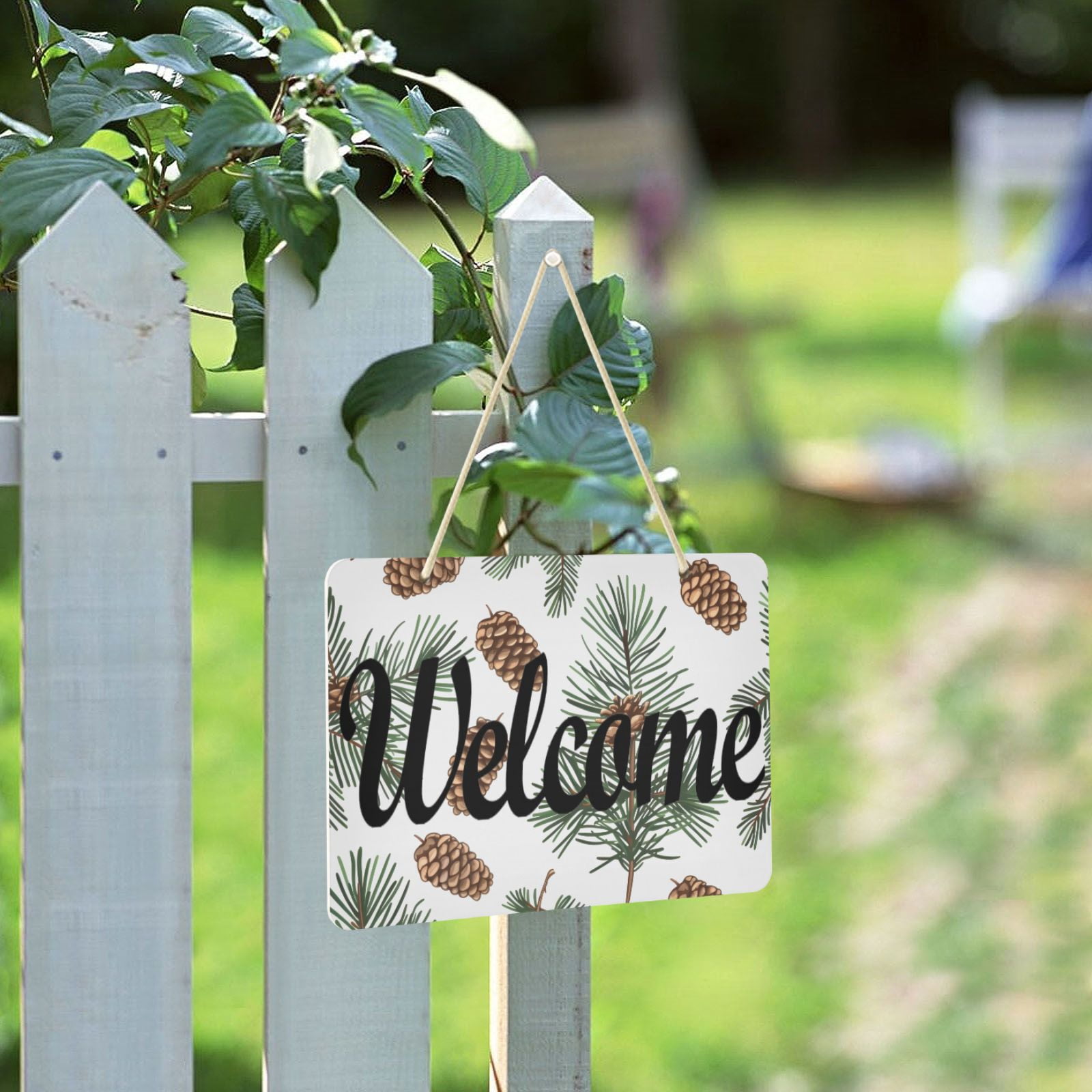 Pine Cone Trees Welcome Sign for Front Door Porch Wreath Door Sign Home ...
