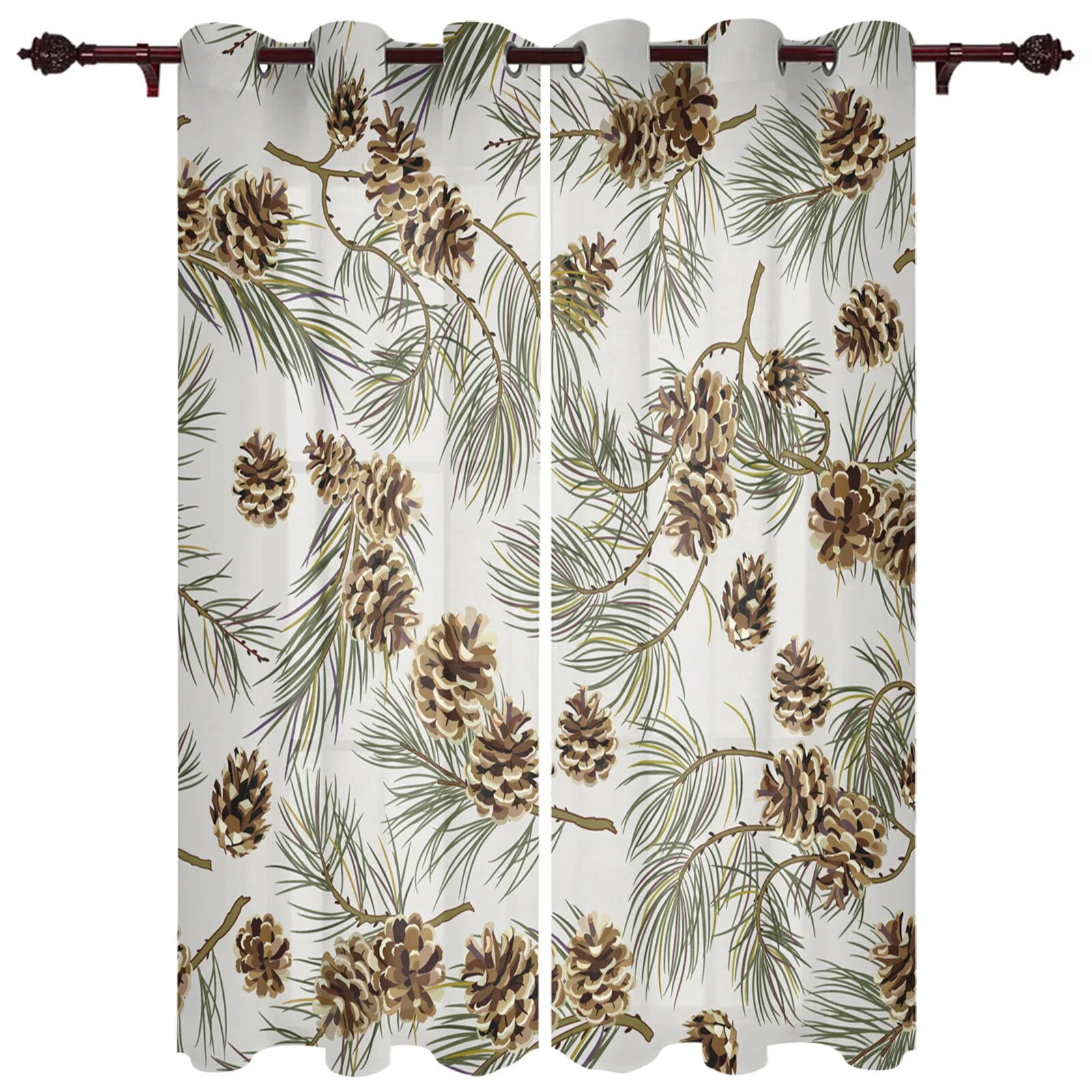 Pine Cones Leaves Curtains in Kitchen Living Room Modern Design Home Decoration Printed Drapes ...