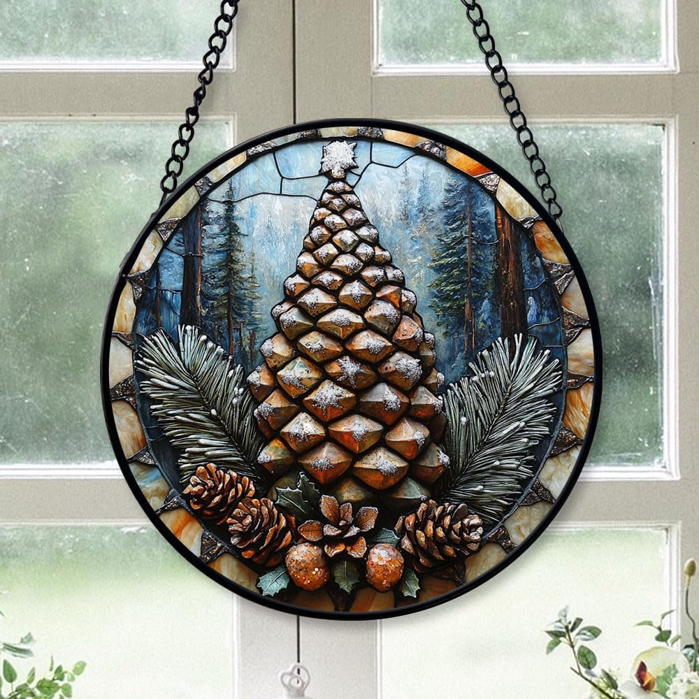 Pine Cones Stained Glass Suncatcher, Pine Cones, Pine Cones Stained ...