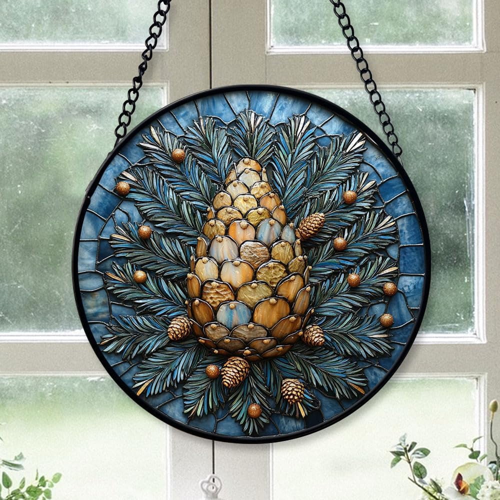 Pine Cones Stained Glass Suncatcher, Pine Cones, Pine Cones Stained ...