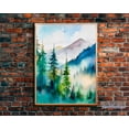 Pine Covered Mountains Poster Foggy Forest Landscape Art, Stretched ...