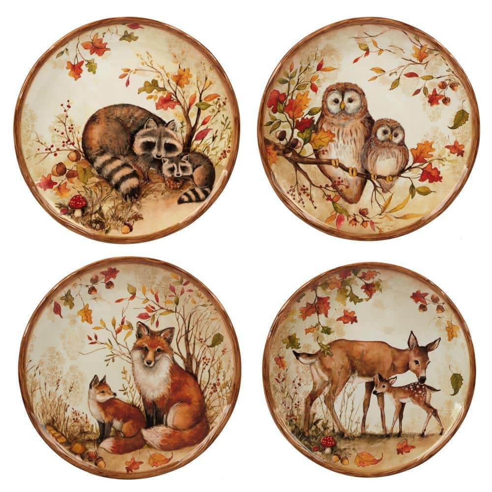 Pine Forest 8.5 in. Multicolored Dessert Plates (Set of 4) - Walmart.com
