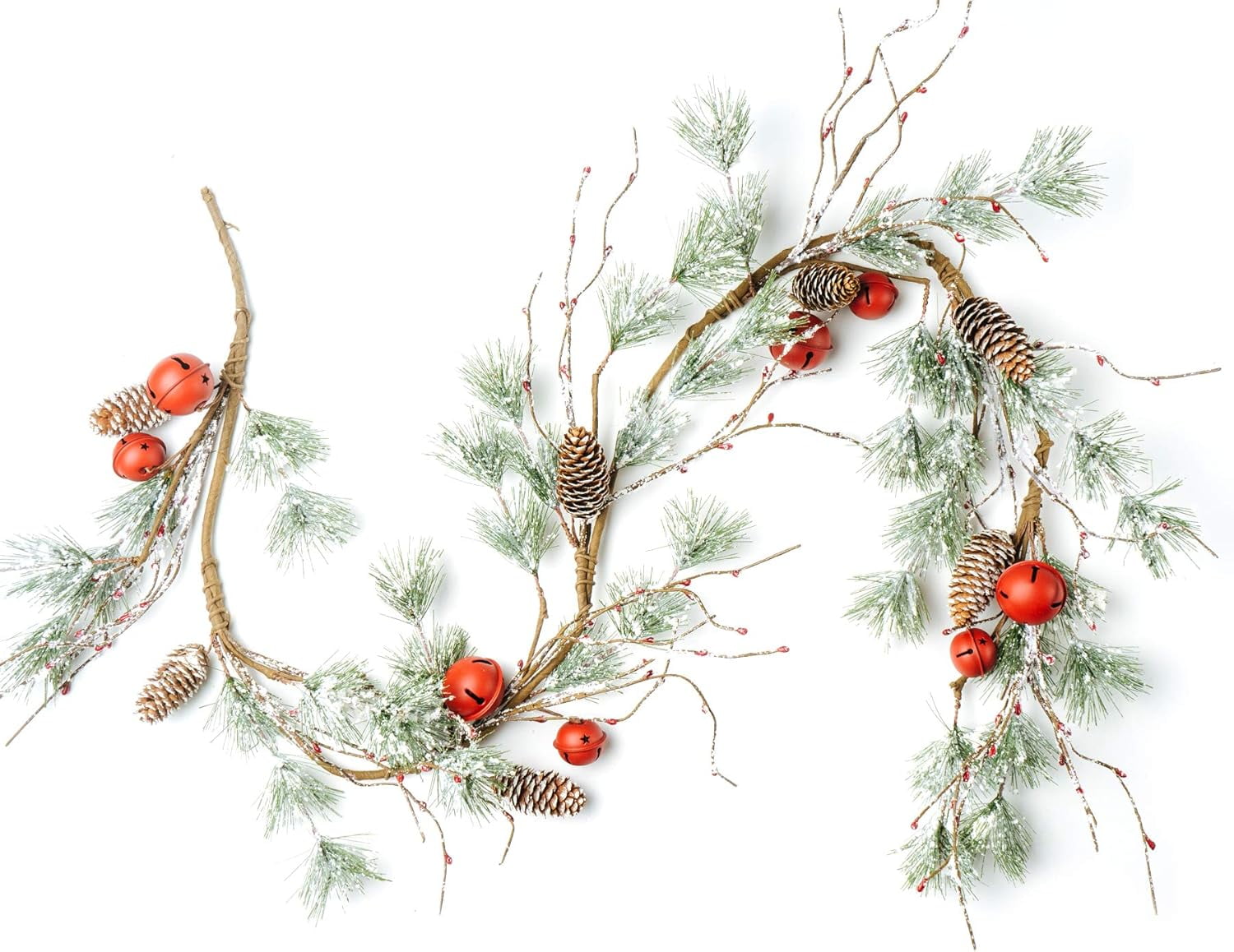 Pine Garland with Pinecones and Red Bells - Walmart.com
