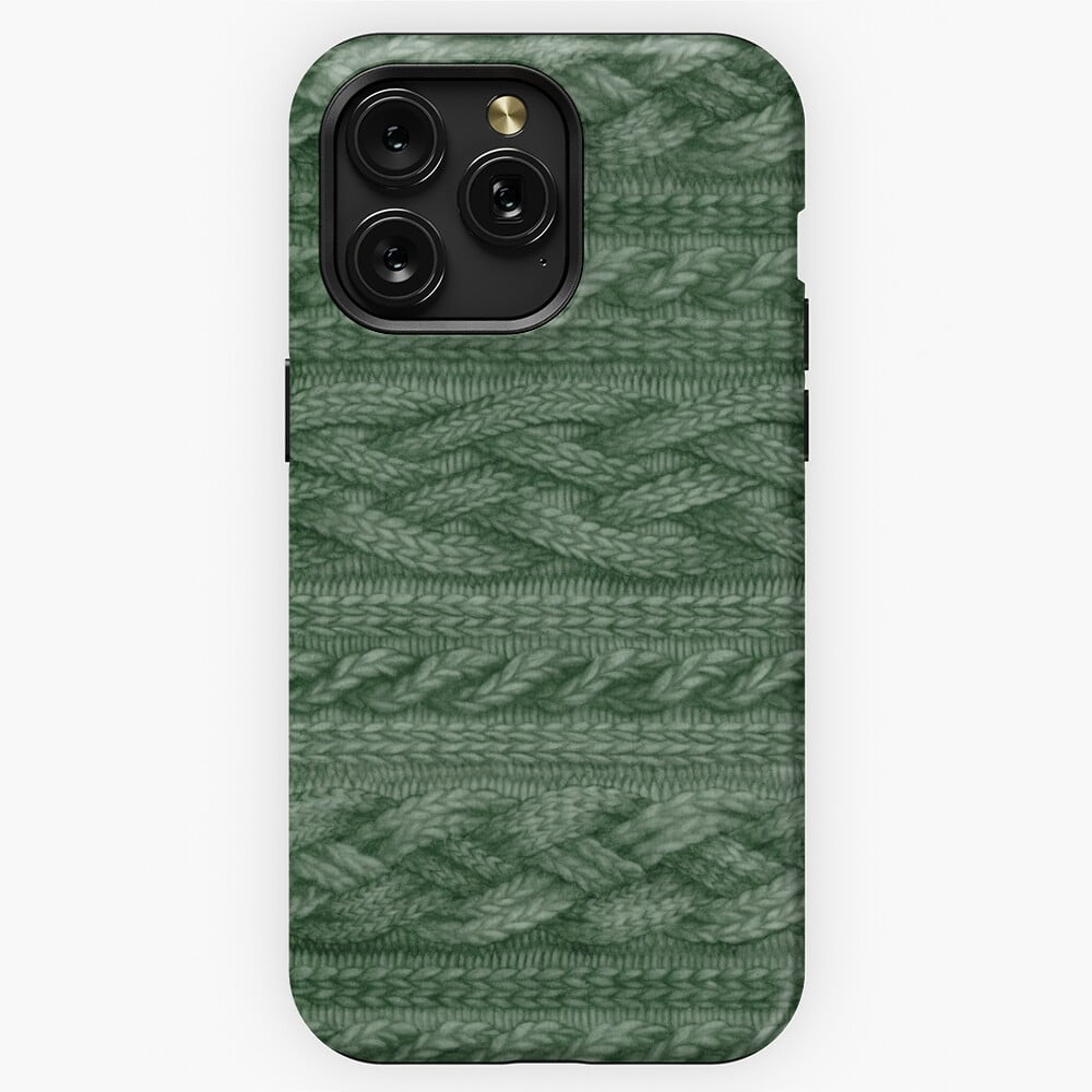 Pine Green Cable Knit Cozy Texture iPhone Case 17 to 11 Pro Max ...