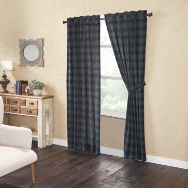 VHC Brands Plaid Curtain Panel, Black, 84x40, Set of 2 - Walmart.com