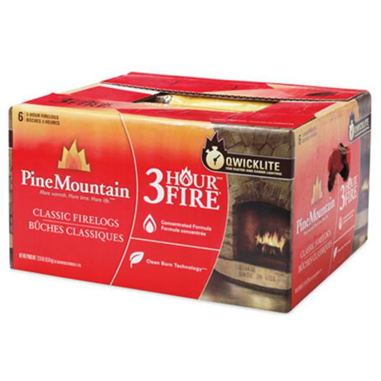 Pine Mountain 41525-01301 3 Hour Traditional Fire Log, Pack - 6 ...