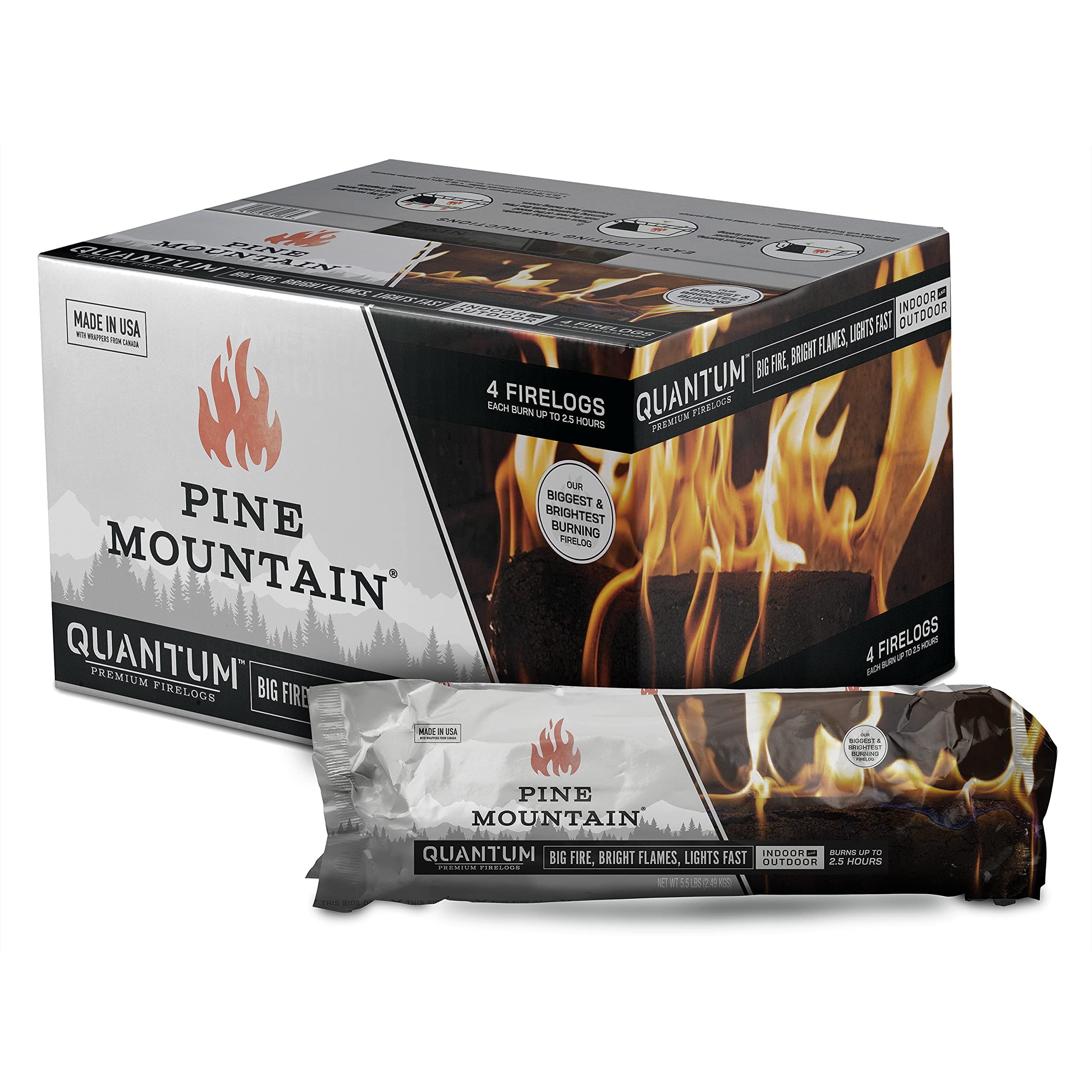 Pine Mountain Quantum 2.5 Hour Easy-Light Firelogs, 4 Count - Walmart.com