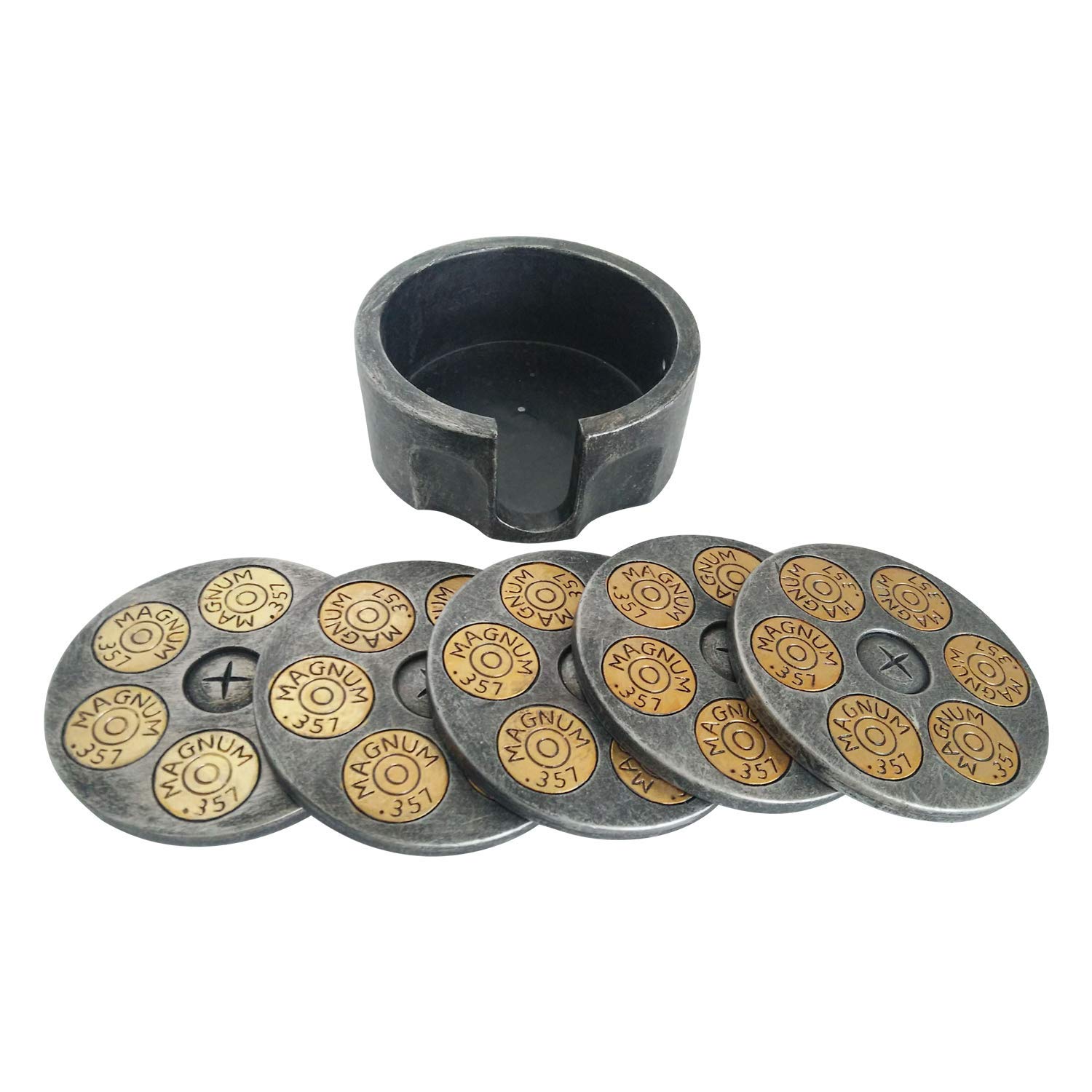 Pine Ridge 6 Buckshot Bullet Drink Coaster Set of 5 with Silver Metal ...