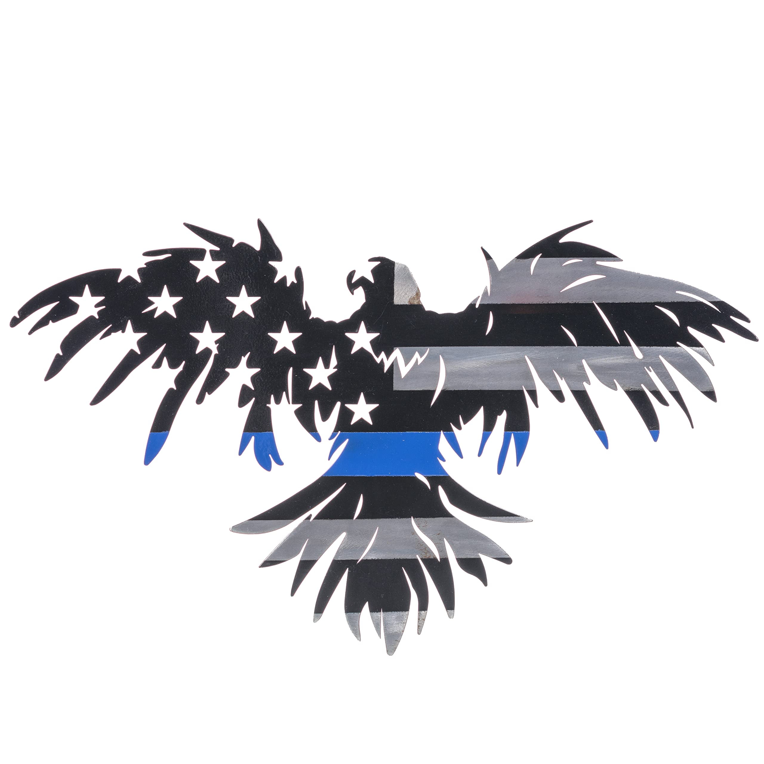 Pine Ridge American Flag Blue Line Eagle Metal Wall Sign, US Blue White ...