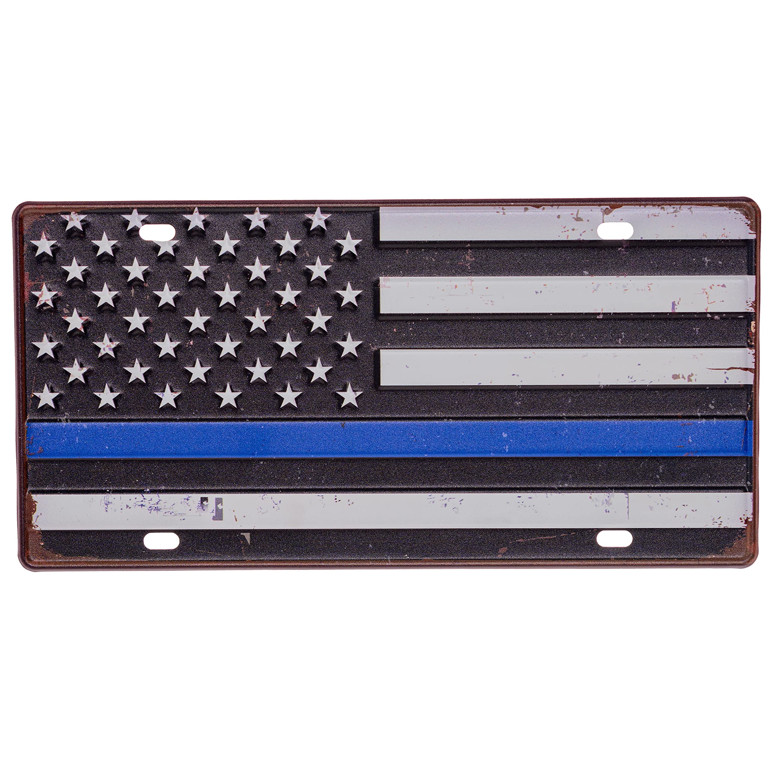 Pine Ridge American Flag Blue Line License Plate, Universal Car Frame ...