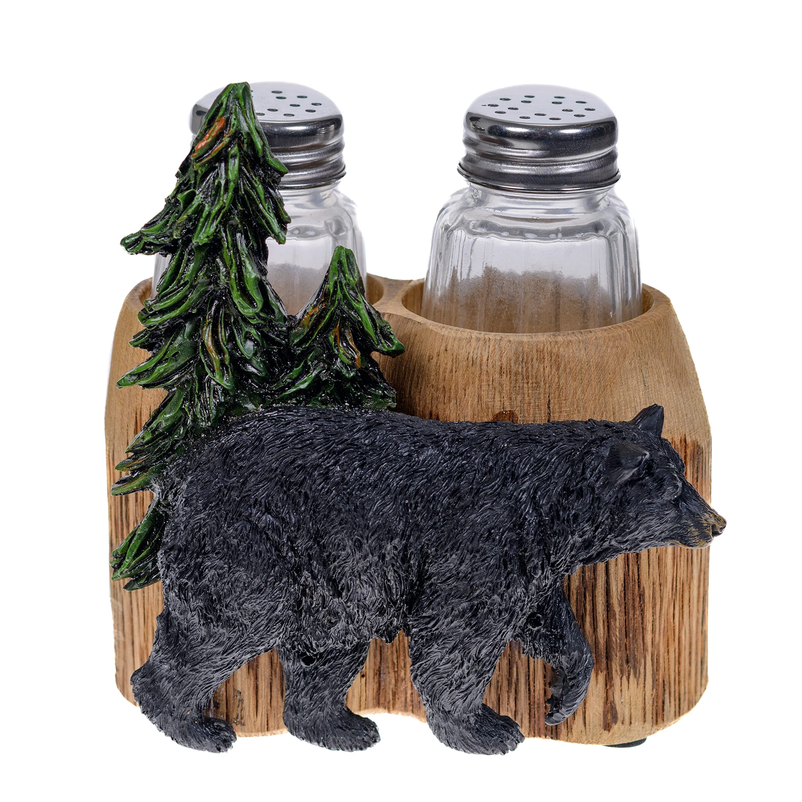 Pine Ridge Black Bear And Pines Salt And Pepper Shaker - Two Glass ...